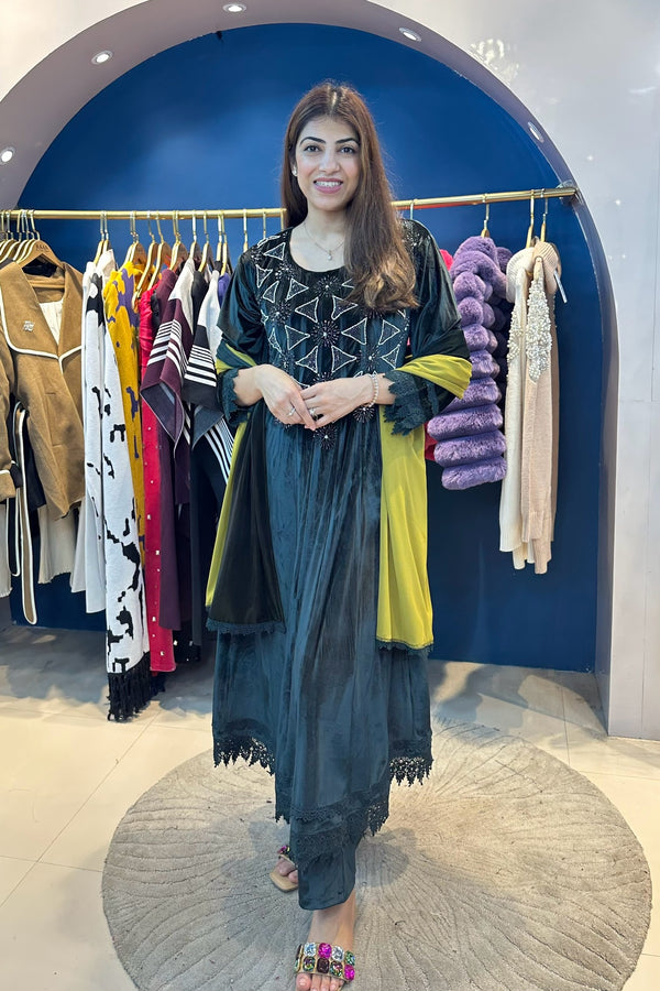 3pc Double-tonned Color Anarkali Suit – Raas by Riya